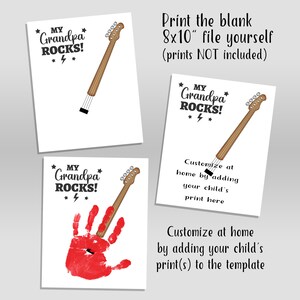 My Grandpa Rocks Guitar Handprint Craft for Fathers Day, Handprint Art ...