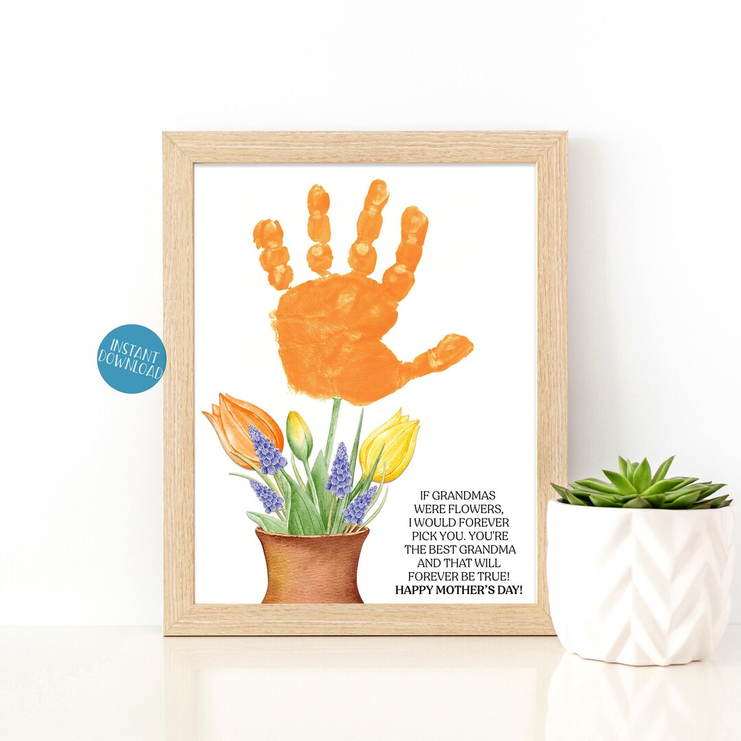 Flower Handprint Art Mother's Day Gift, Printable Grandma Poem ...