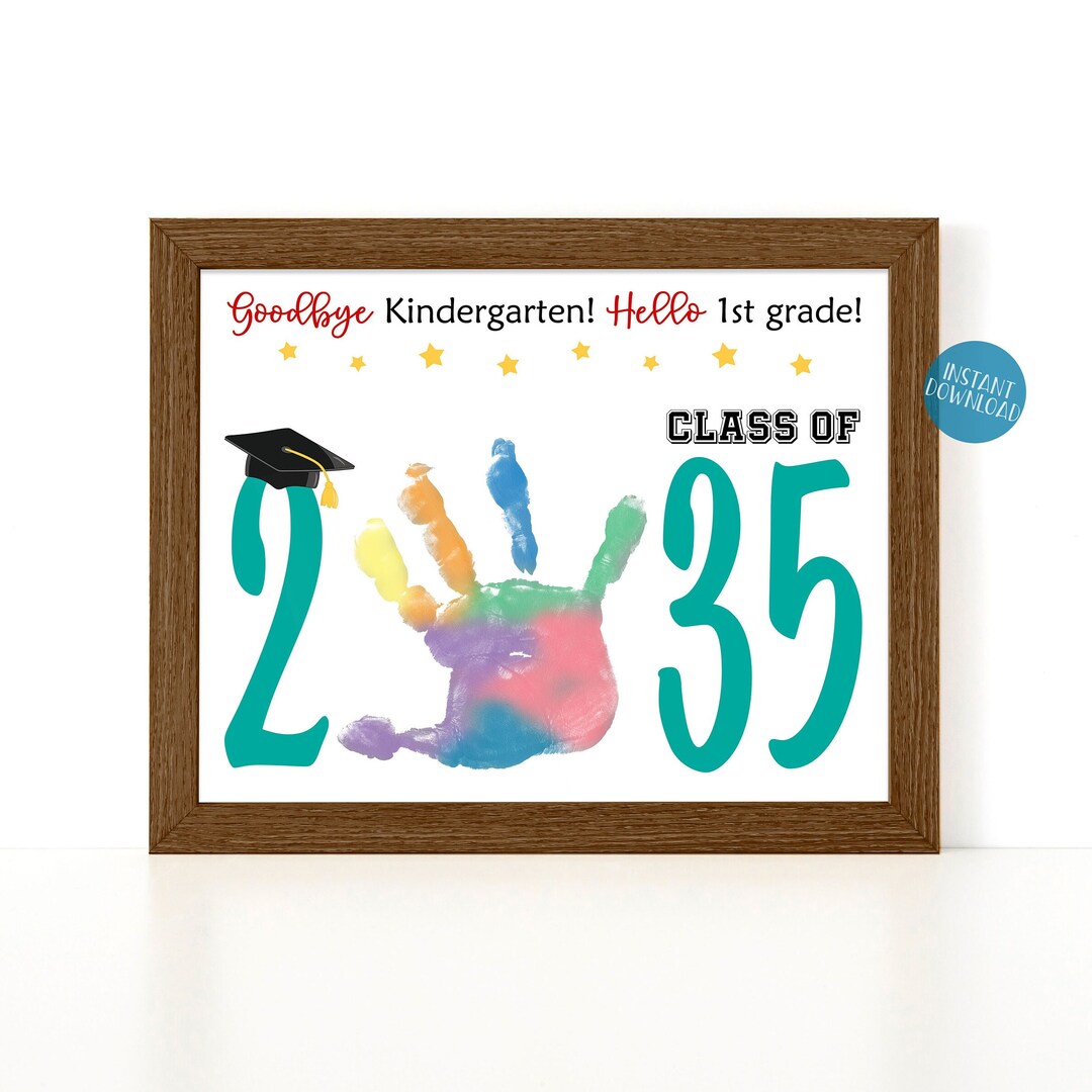 Kindergarten Graduation Sign, Handprint Art, DIY Kid Craft, Class of ...