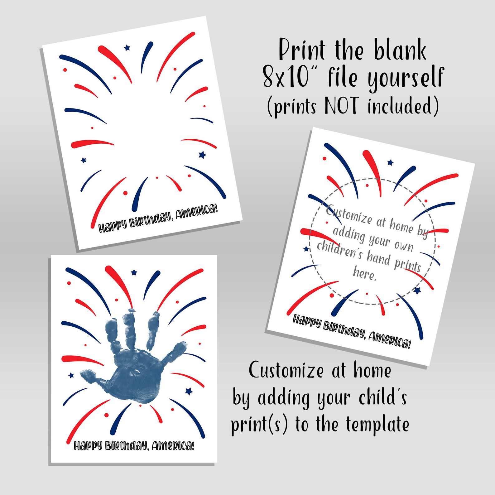 Fourth of July Handprint Art July 4th Independence Day DIY | Etsy