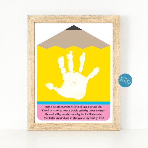 Pencil Handprint Art First Day of School Printable Back to - Etsy