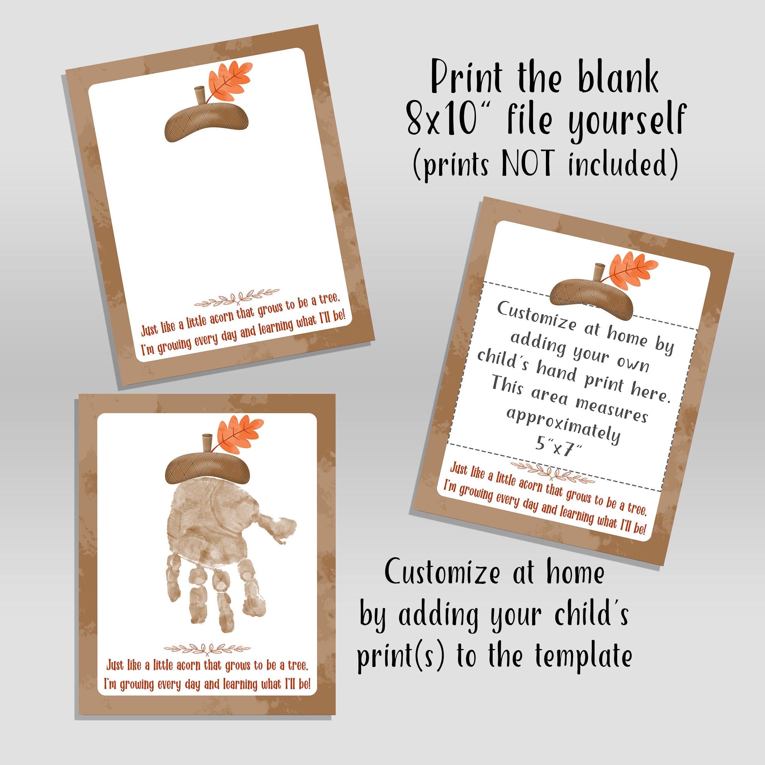 Acorn Handprint Art Fall Handprint Craft Toddler Handprint - Etsy