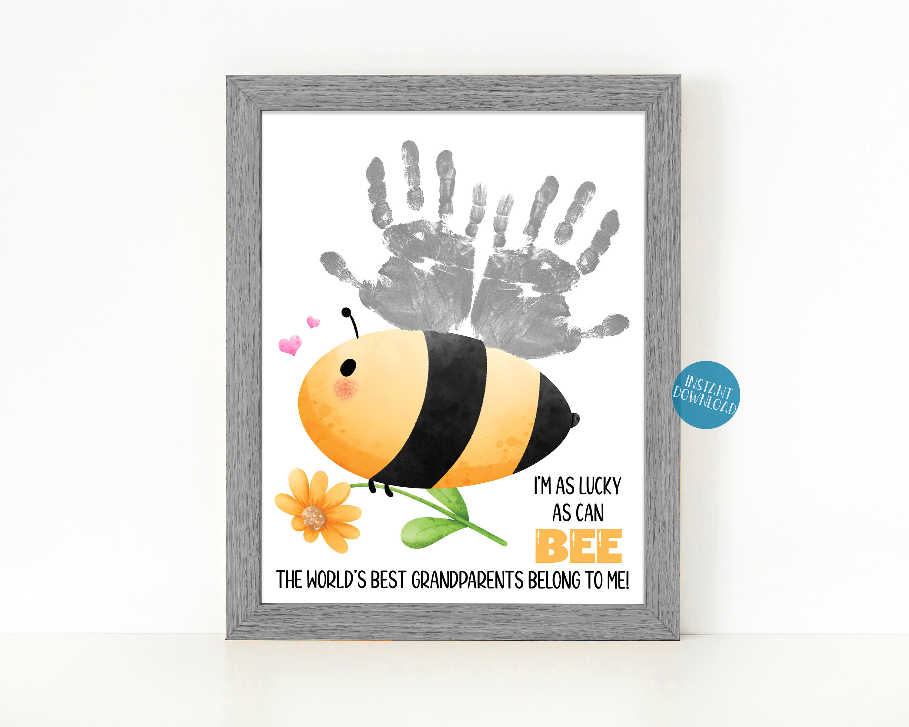 Grandparents Day Gift Bee Handprint Craft, Grandparent Handprint Art ...