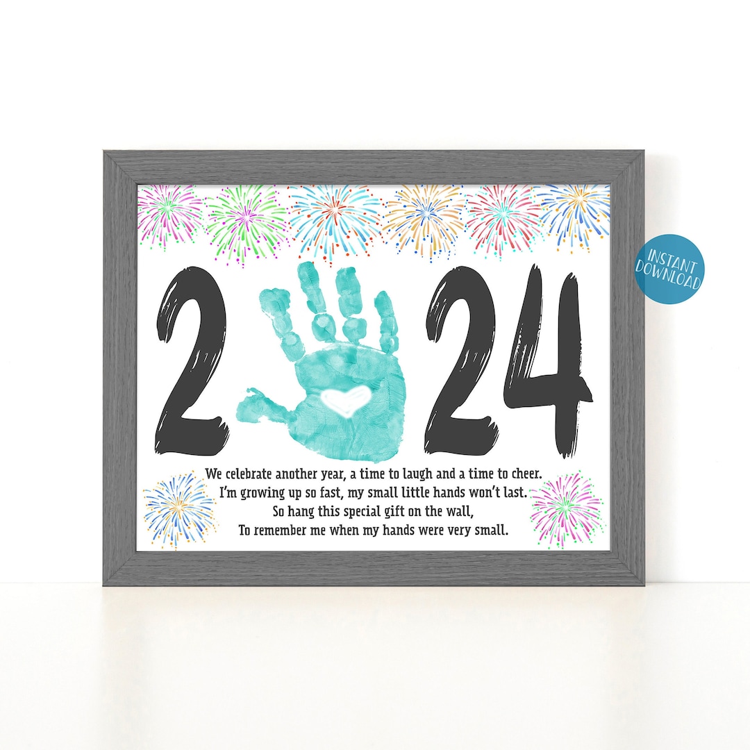 New Year's Handprint Art, New Year Printable, New Year's Eve Craft ...