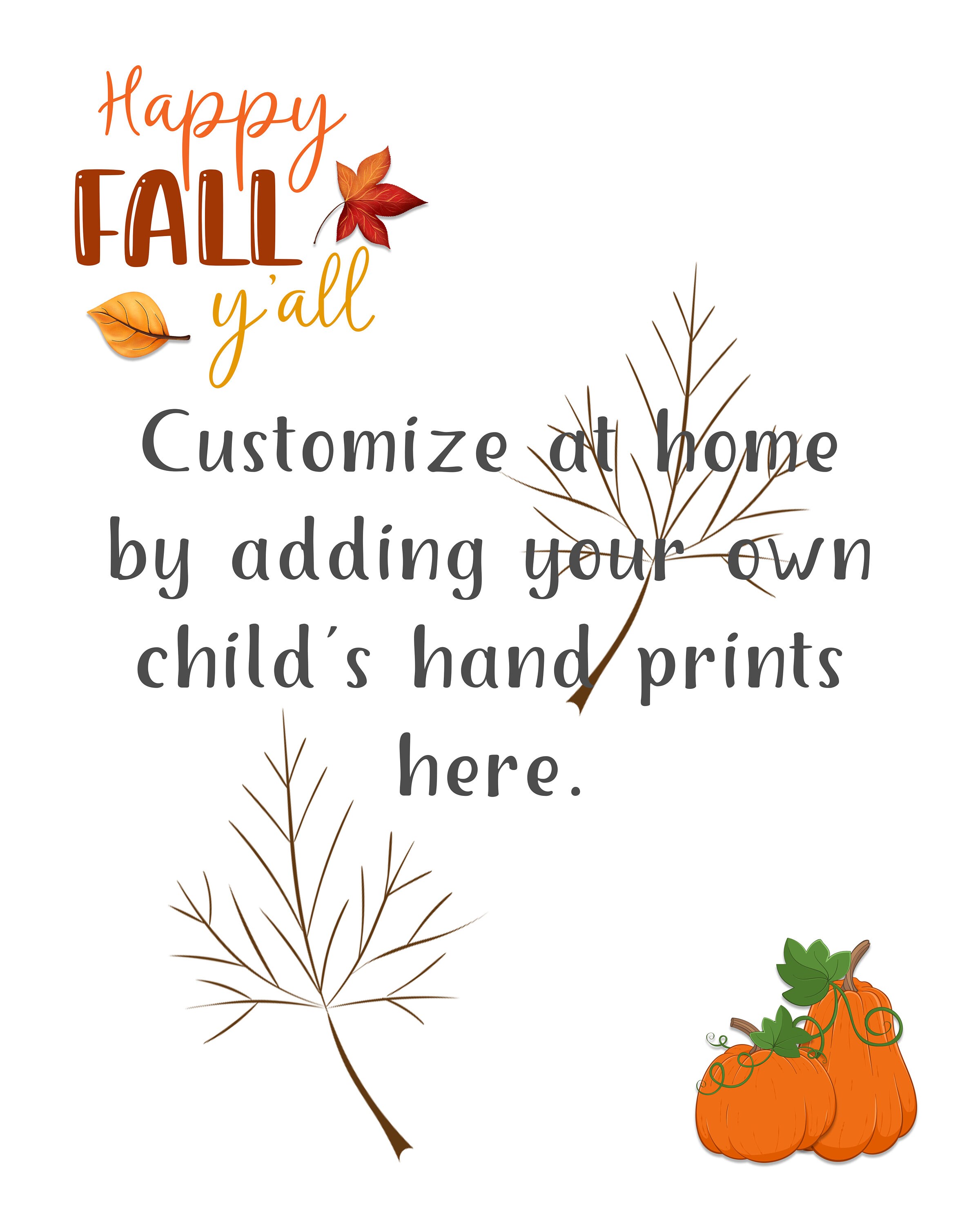 Happy Fall Y'all Leaf Handprint Art Autumn Handprint - Etsy