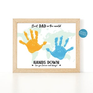 Best Dad in the World Handprint Art, Birthday Gift, Dad Gift, DIY Kid ...