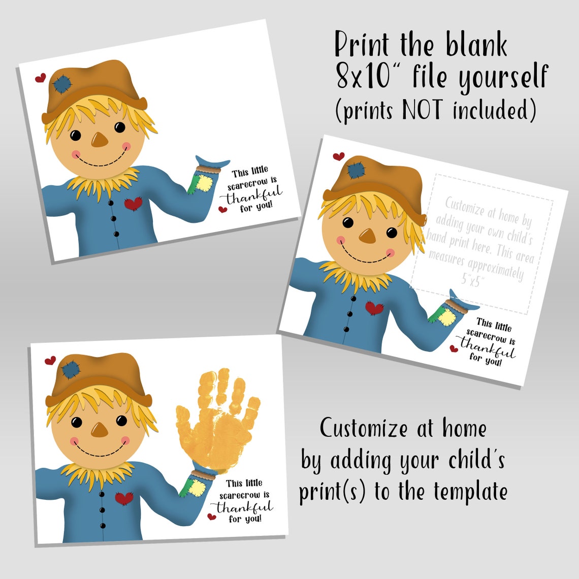 Thanksgiving Handprint Art Project for Toddlers Scarecrow - Etsy