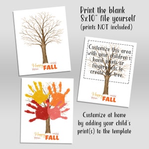 Happy Fall Handprint Art, DIY Kid Craft Kit, Fingerprint Tree Autumn ...