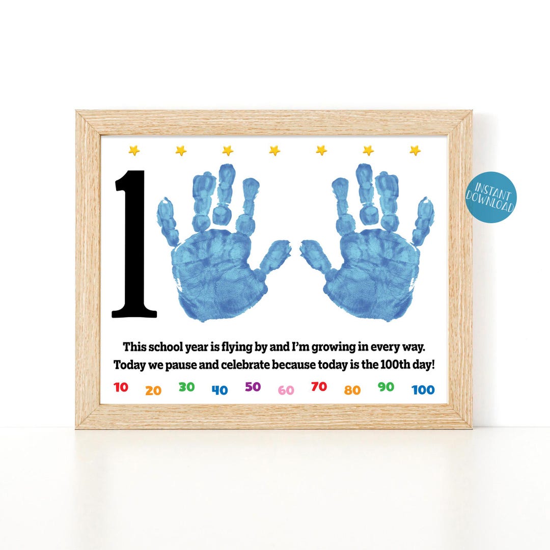 100th Day of School Handprint Art for Kids, 100 Days of School ...