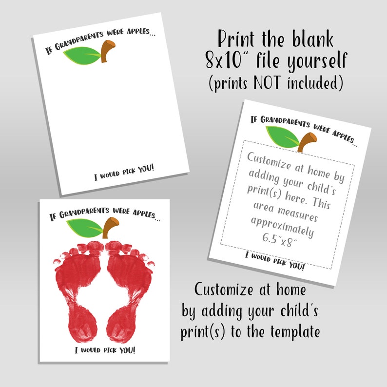 Grandparents Gift, Apple Footprint Art, Handprint Art Craft for Kids ...