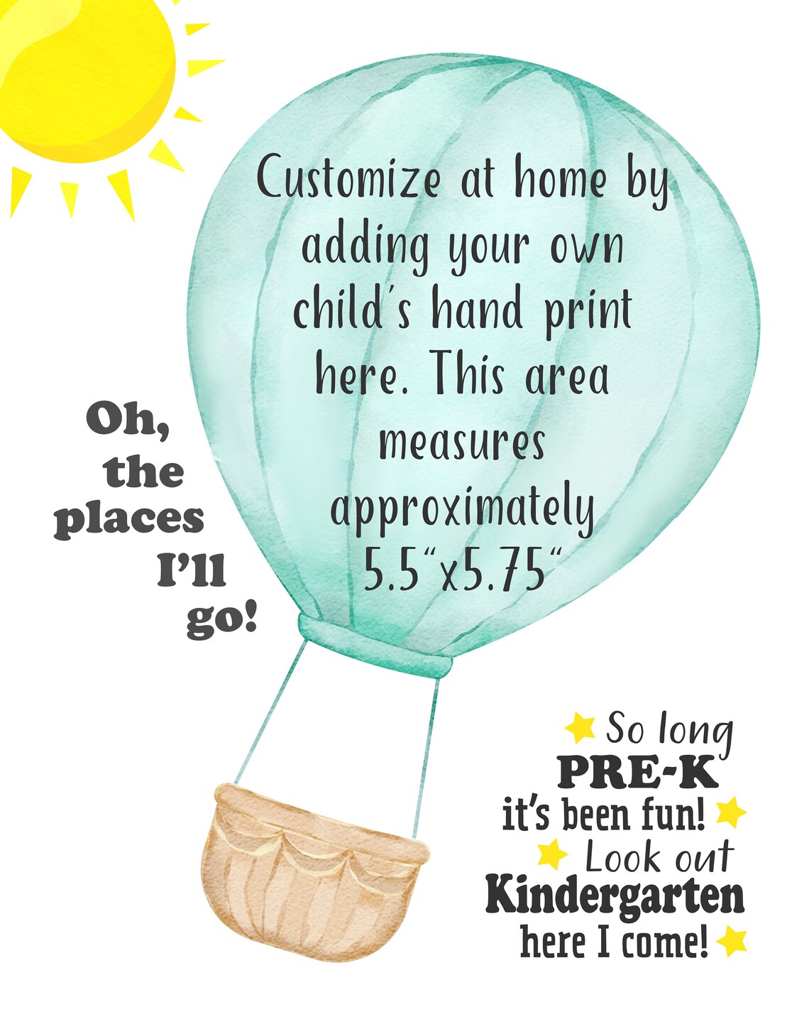 Oh the Places You'll Go Pre-k Graduation Handprint Art - Etsy
