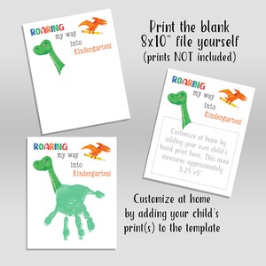 First Day of Kindergarten Handprint Art, Dinosaur Handprint Craft, DIY ...