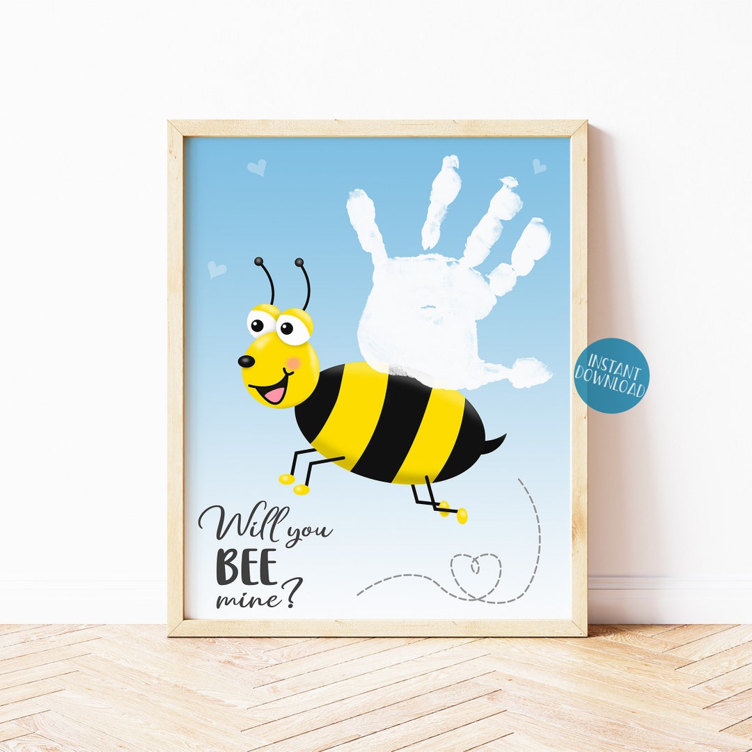 Bee Handprint Art, Valentine's Day Handprint Craft, DIY Valentines Day ...