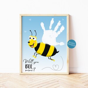 Bee Handprint Art, Valentine's Day Handprint Craft, DIY Valentines Day ...