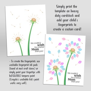 Mother's Day Dandelion Thumbprint Art, Gift for Mom, DIY Kid Craft ...