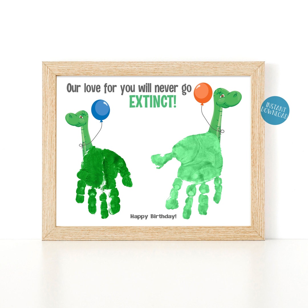 Printable Birthday Card, Handprint Art, Dinosaur Handprint Craft, DIY ...
