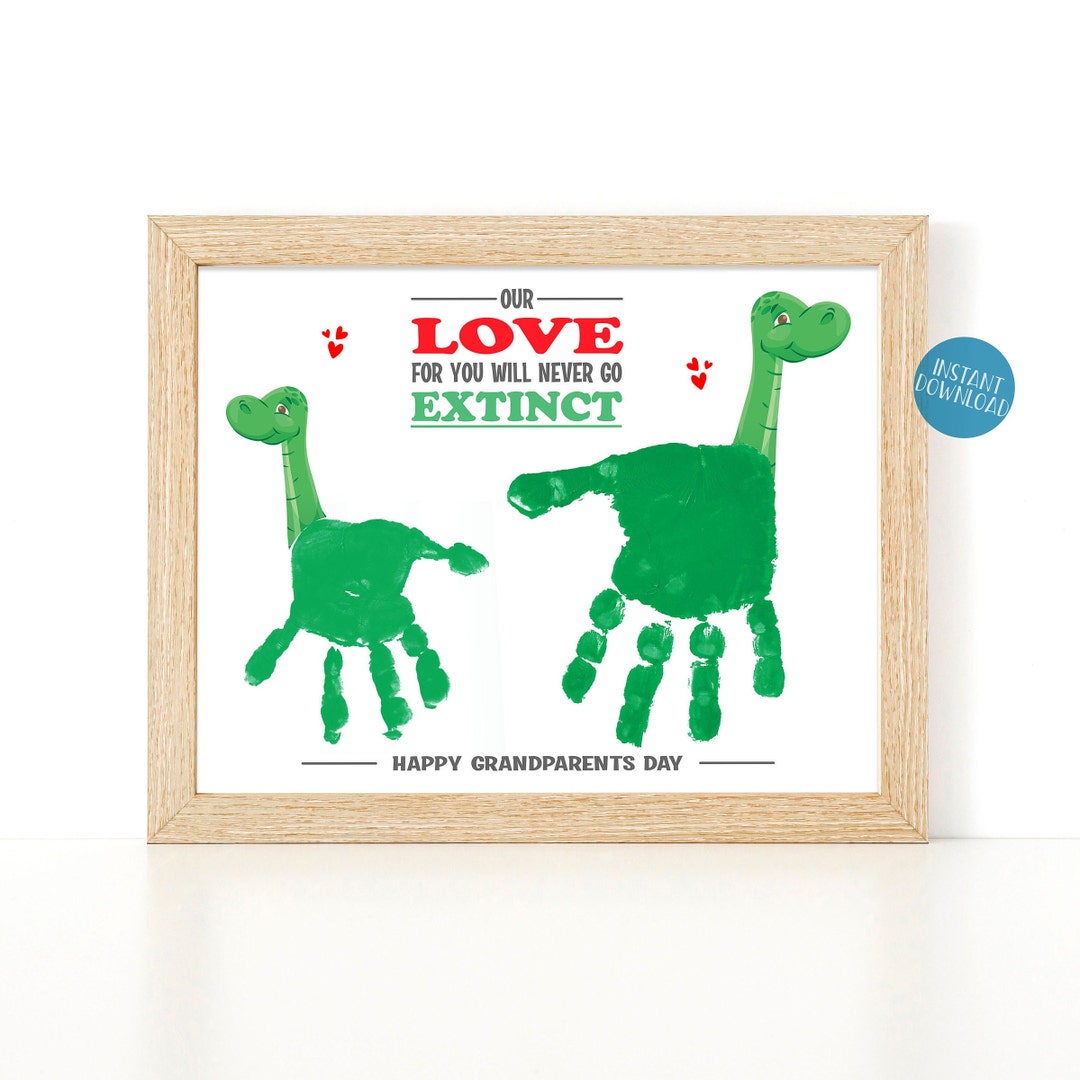 Grandparents Day Dinosaur Handprint Art, Grandparents Day Printable ...