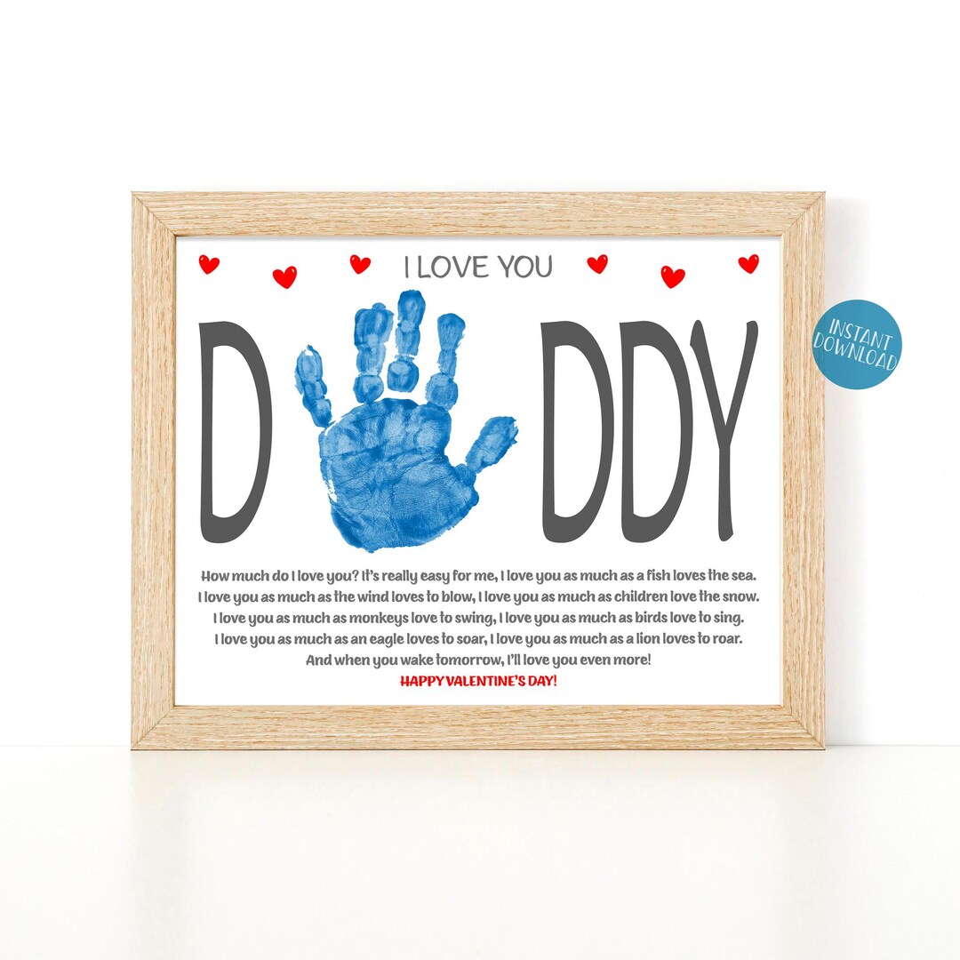 Handprint Art Valentine's Day Gift for Dad, Valentines Day Poem, DIY ...