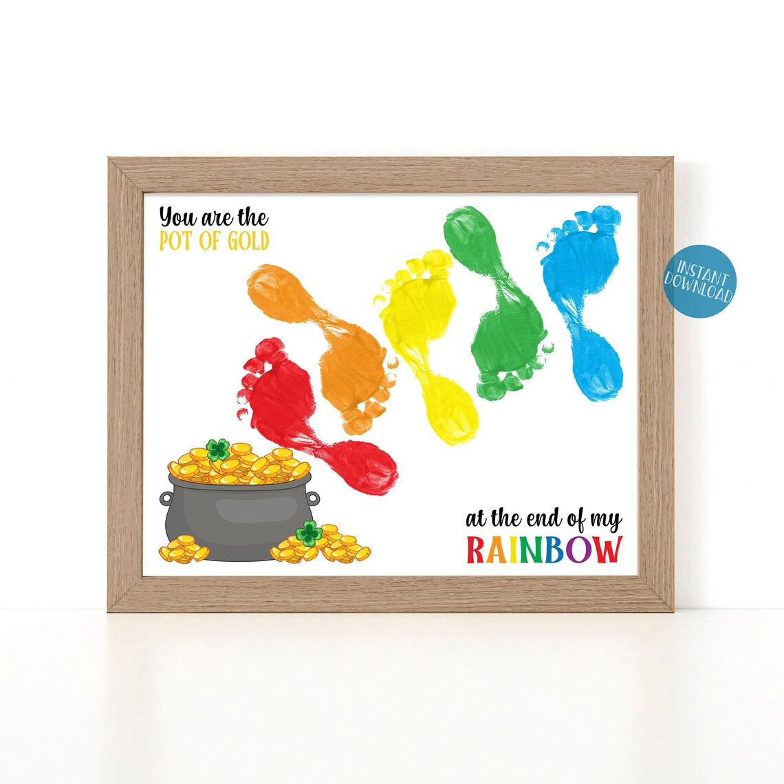 St Patrick's Day Handprint Art Pot of Gold Rainbow - Etsy