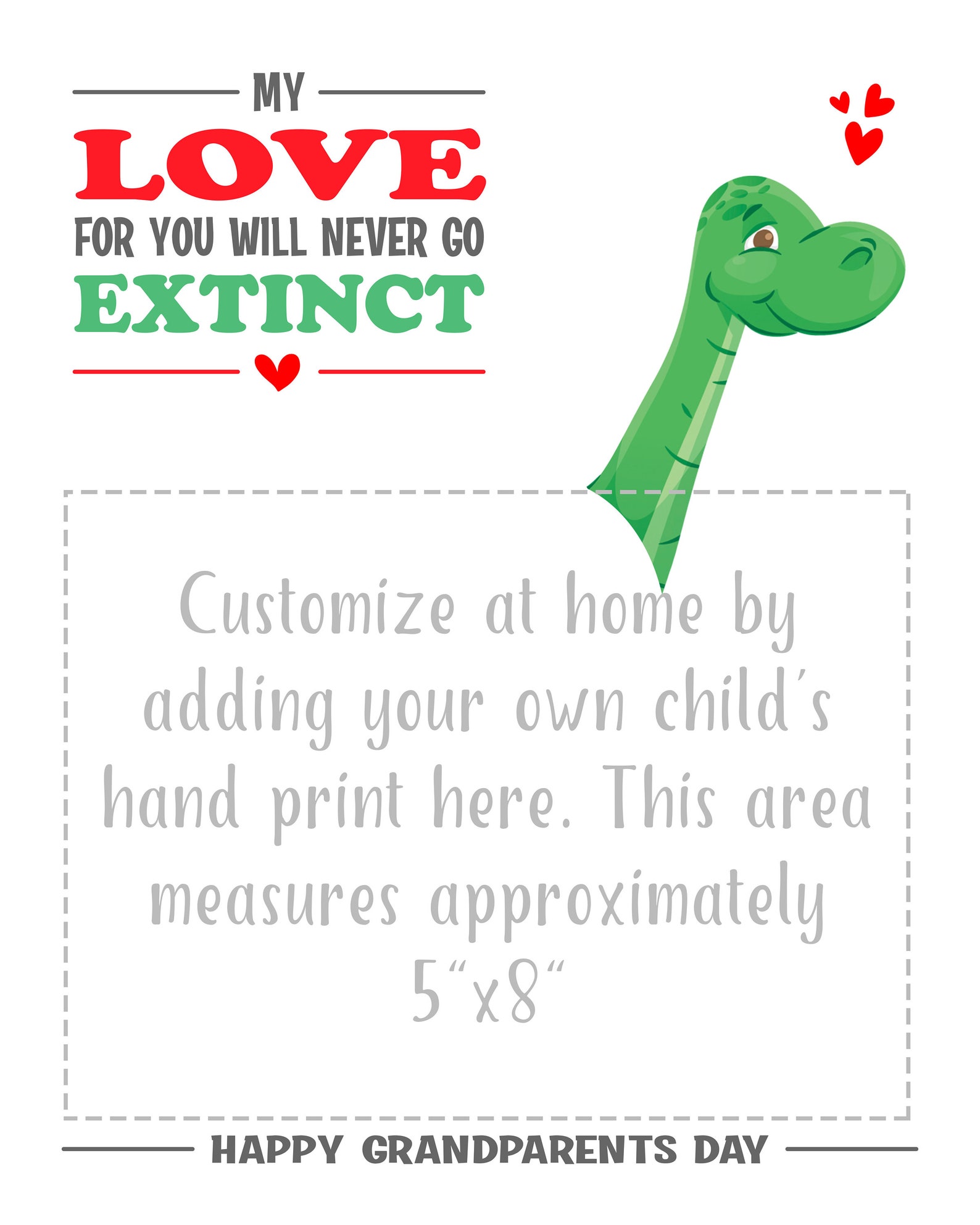 Grandparents Day Dinosaur Handprint Craft Grandparents Day - Etsy