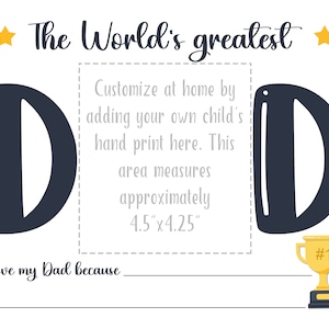 Worlds Greatest Dad Handprint Art, Father's Day Gift, Birthday Gift for ...