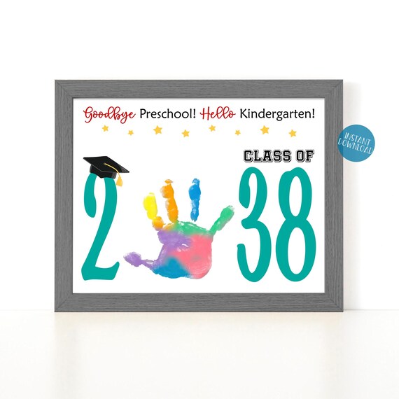 Certificado De Graduación Con Huella De Mano Para Preescolar