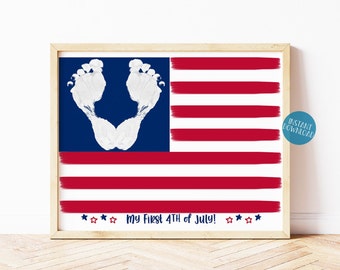 American Flag Handprint Art Independence Day America Fourth | Etsy