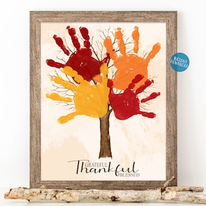 Thanksgiving Handprint Tree Art, DIY Kid Craft, Handprint Keepsake ...