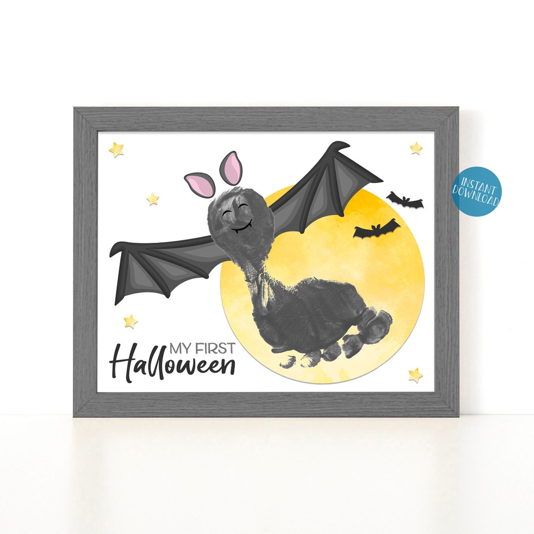 Halloween Bat Footprint Art Project for Kids, My First Halloween ...