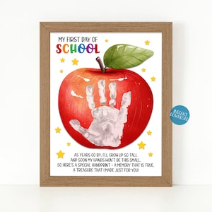 First Day of School Apple Handprint Craft, Handprint Art School Memory ...