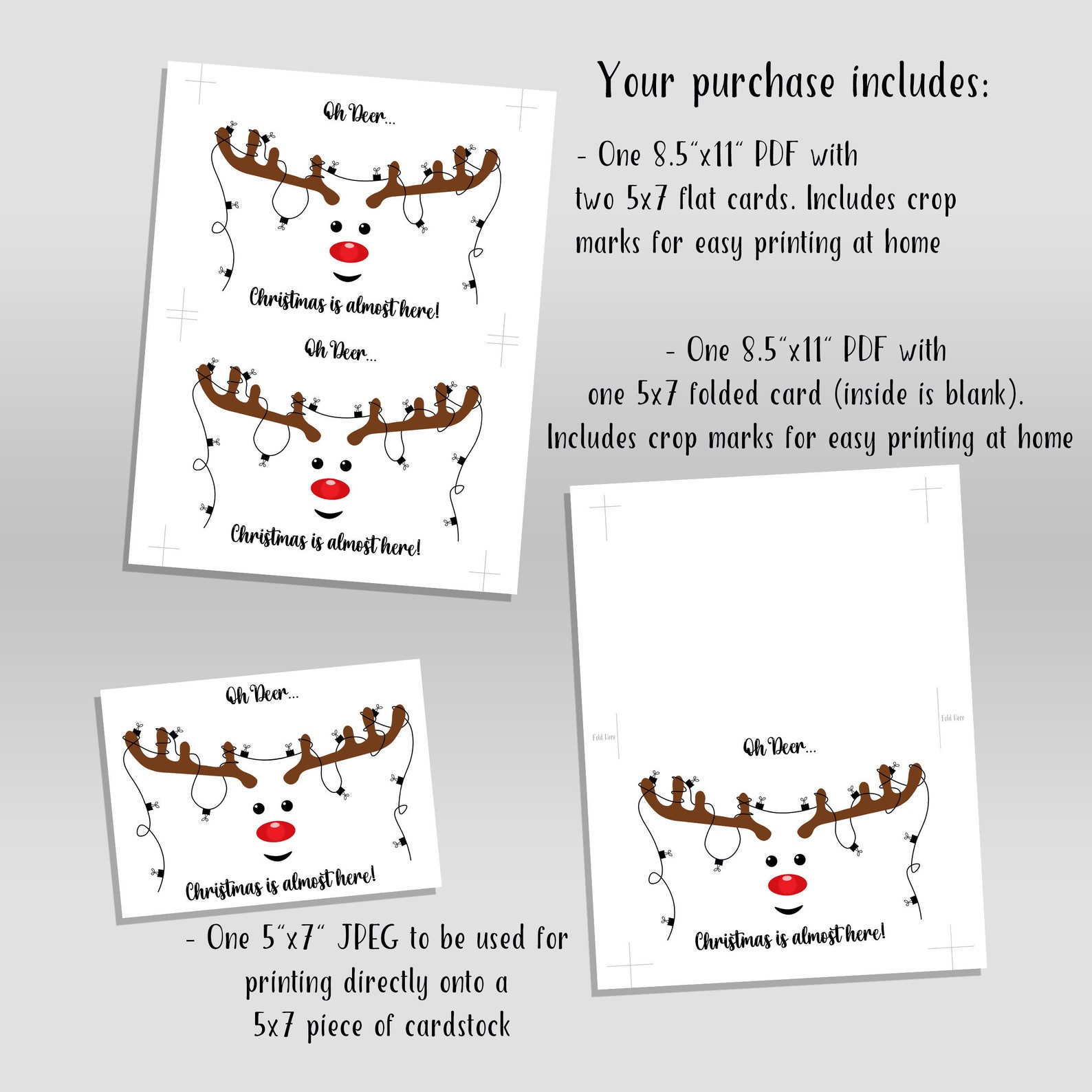 Printable DIY Christmas Card, Fingerprint Craft for Kids, Christmas ...