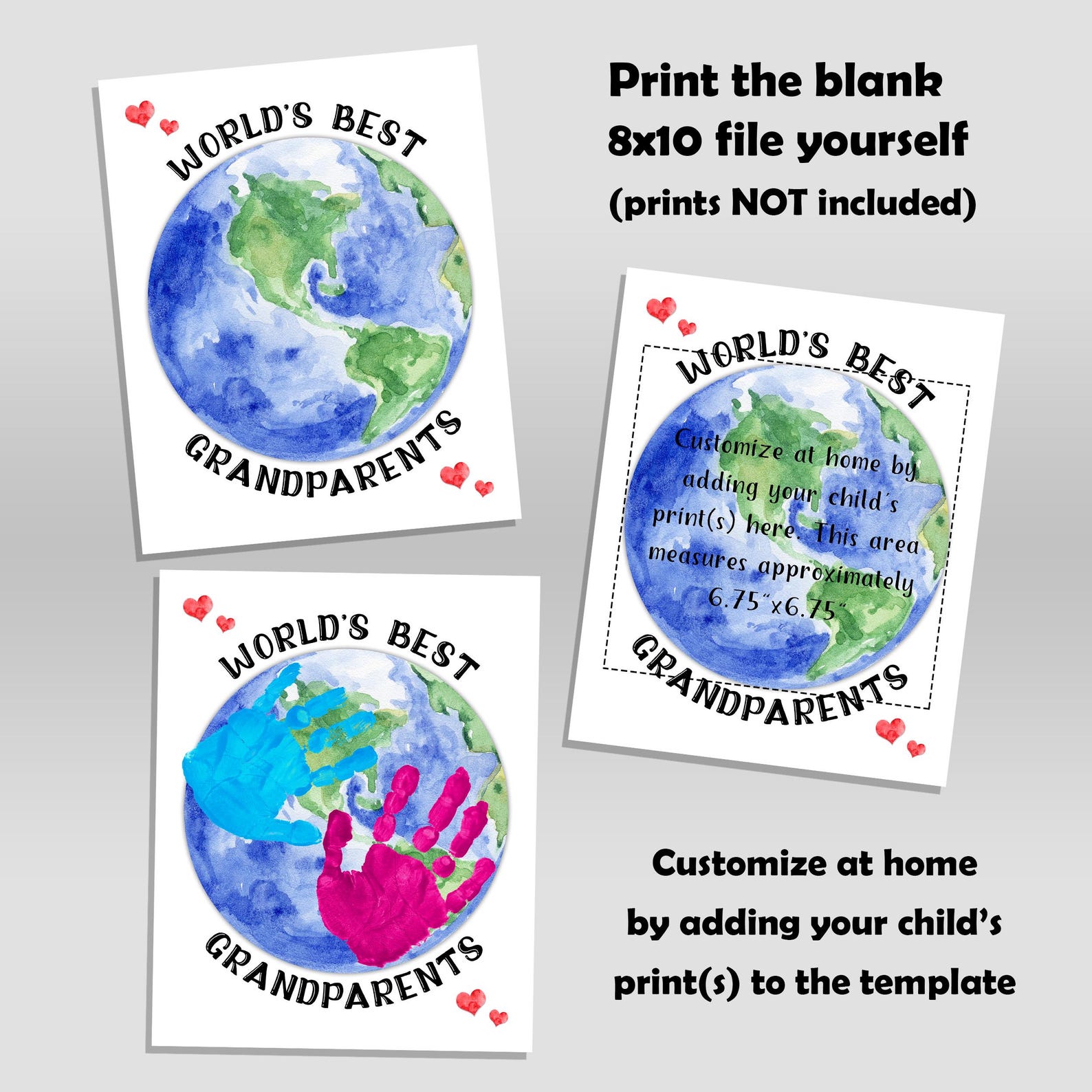 Grandparents Gift, Worlds Best Grandparents Handprint Art Craft for ...