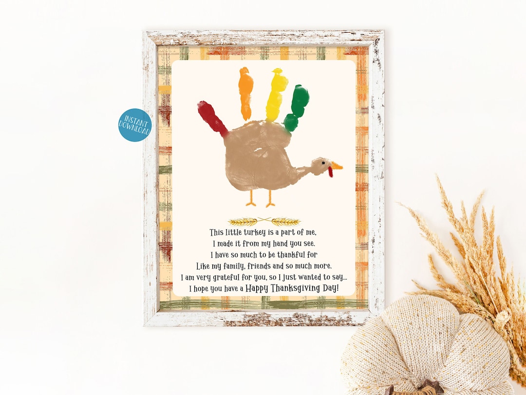 Turkey Handprint Art Project, Handprint Keepsake Poem, Fall Handprint ...