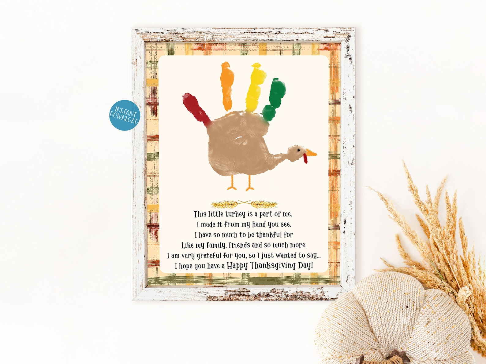 Turkey Handprint Art Project Handprint Keepsake Poem Fall - Etsy