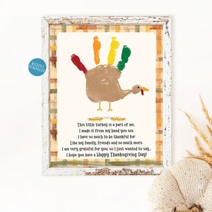 Turkey Handprint Art Project, Handprint Keepsake Poem, Fall Handprint ...
