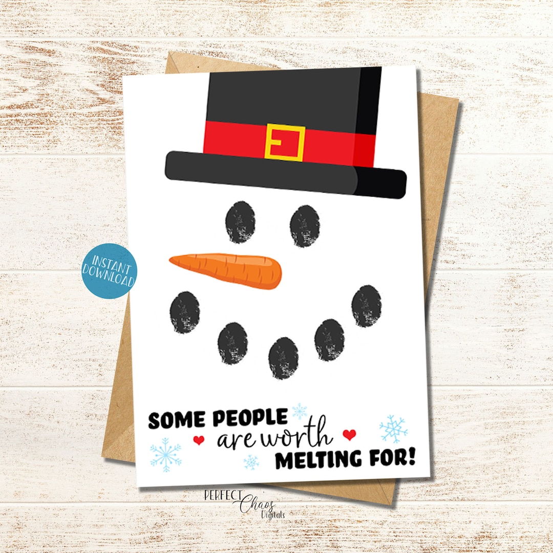 DIY Christmas Card From Kids, Snowman Thumbprint Craft for Toddlers ...
