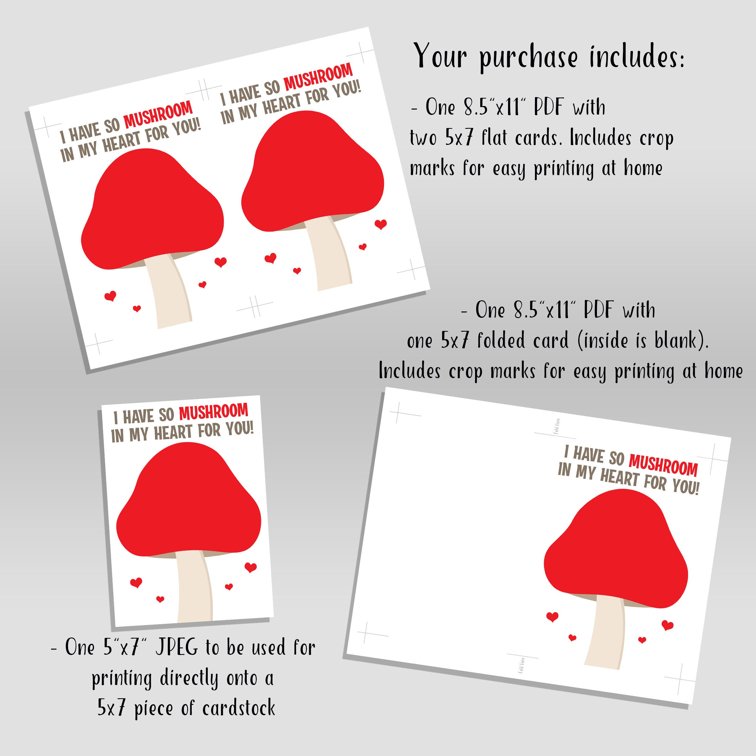 So Mushroom in My Heart Printable Valentine's Day Card, Fingerprint ...