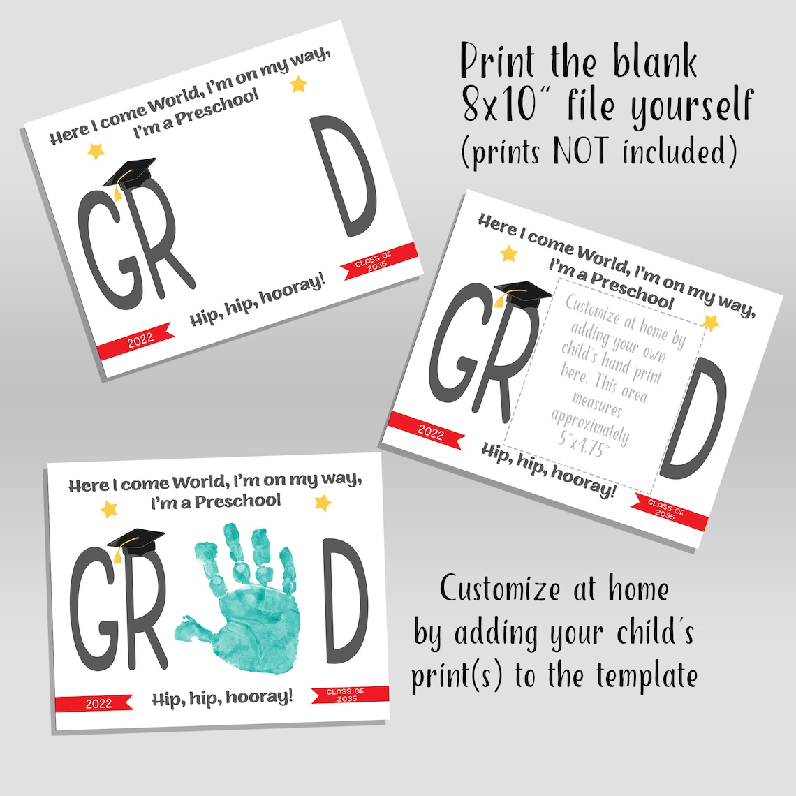 Preschool Graduation Keepsake Handprint Art DIY Kid Craft - Etsy