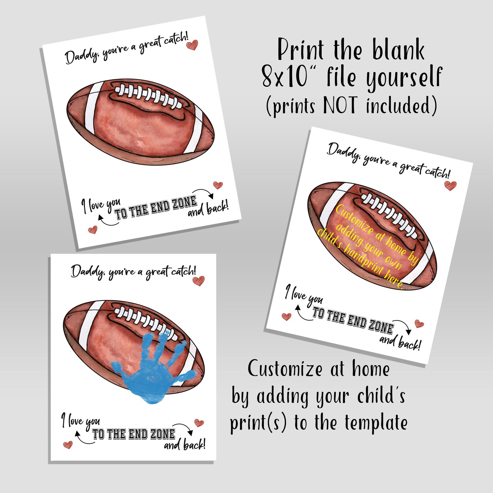 Dad Gift From Son Football Handprint Art Project for Kids - Etsy