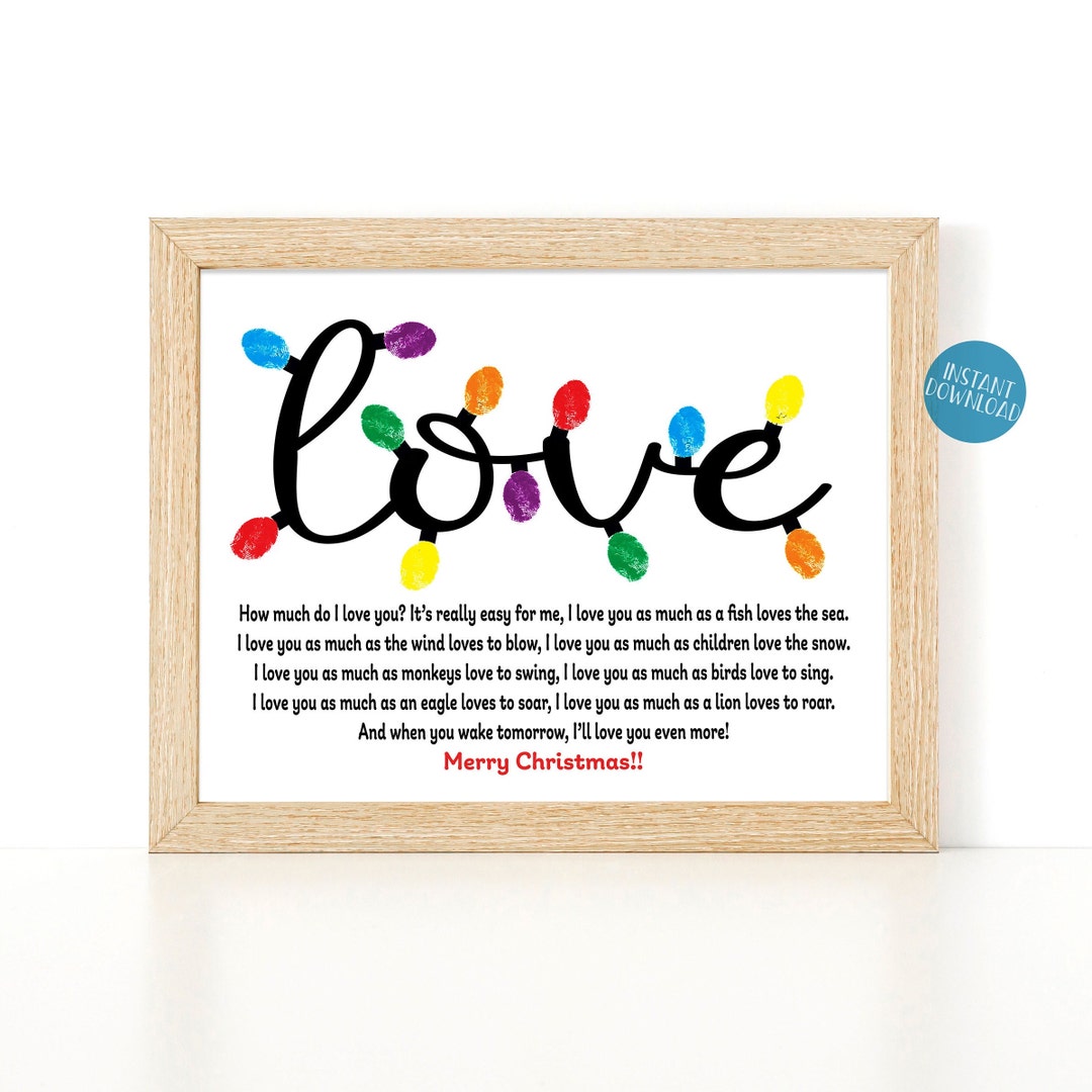 Merry Christmas Craft for Kids, Fingerprint Crafts, Printable Christmas ...