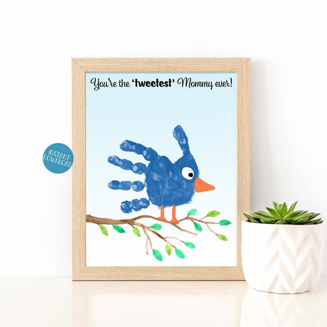 Bird Handprint Art Gift for Mom From Son, DIY Mother's Day Gift ...