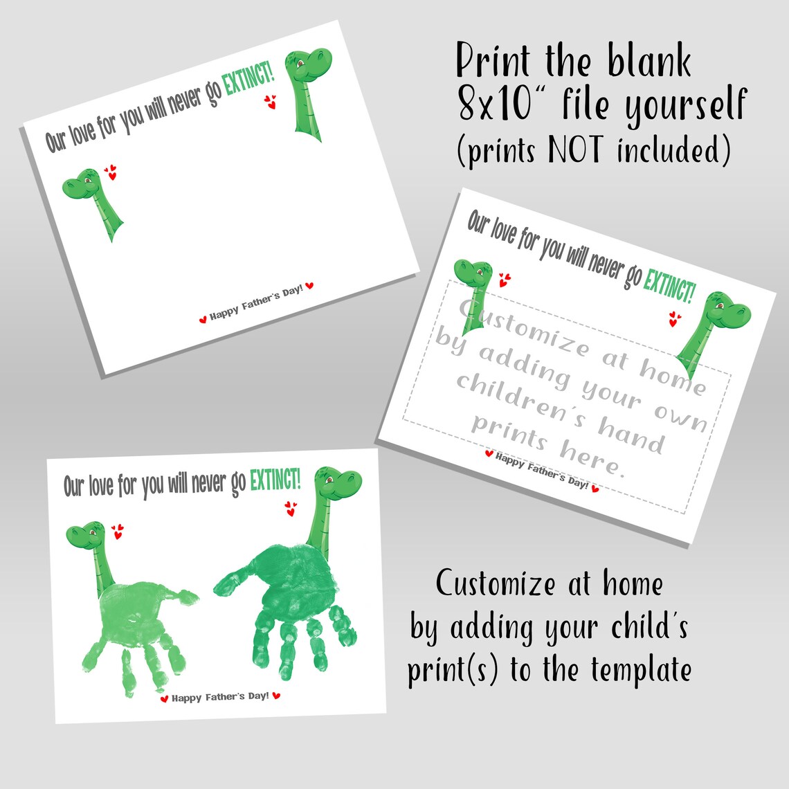 Fathers Day Gift Handprint Art Gift for Dad Dinosaur - Etsy