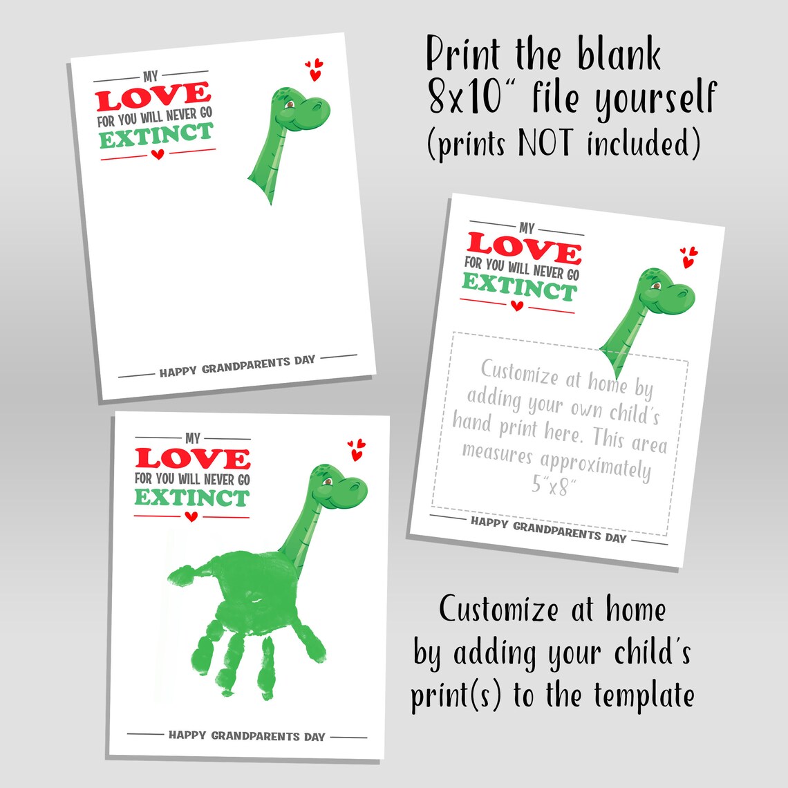 Grandparents Day Dinosaur Handprint Craft Grandparents Day - Etsy