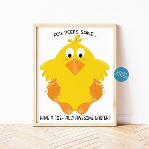 Easter Footprint Art, for Peeps Sake Card, Easter Chick Footprint ...