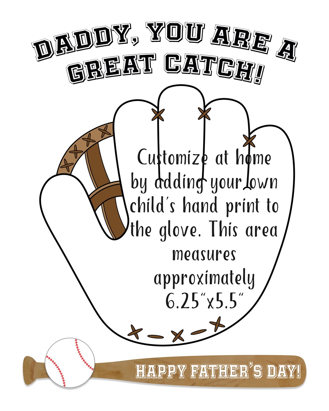 Father's Day Gift Baseball Glove Handprint Art Dad - Etsy