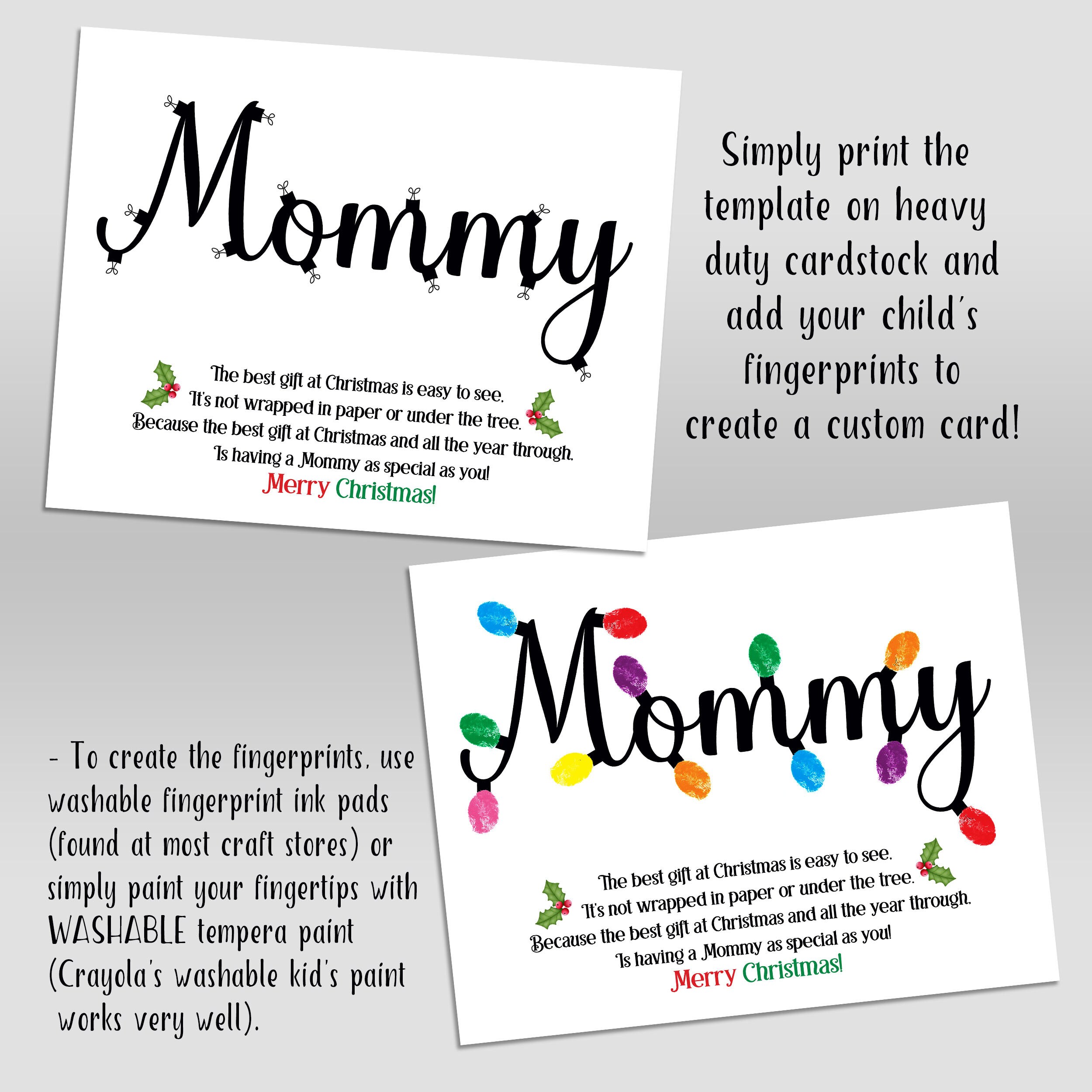 Christmas Craft for Kids Fingerprint Crafts Christmas Card - Etsy