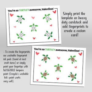 Turtley Awesome Printable Valentine's Day Card, Fingerprint Craft for ...