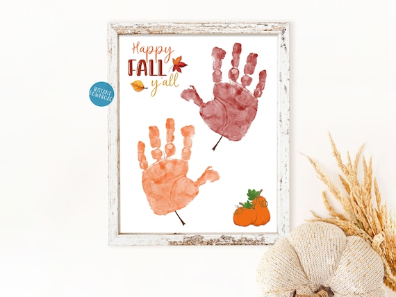 Happy Fall Y'all Leaf Handprint Art Autumn Handprint - Etsy