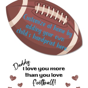 Father's Day Football Handprint Art Project, Daddy Football Gift, DIY ...