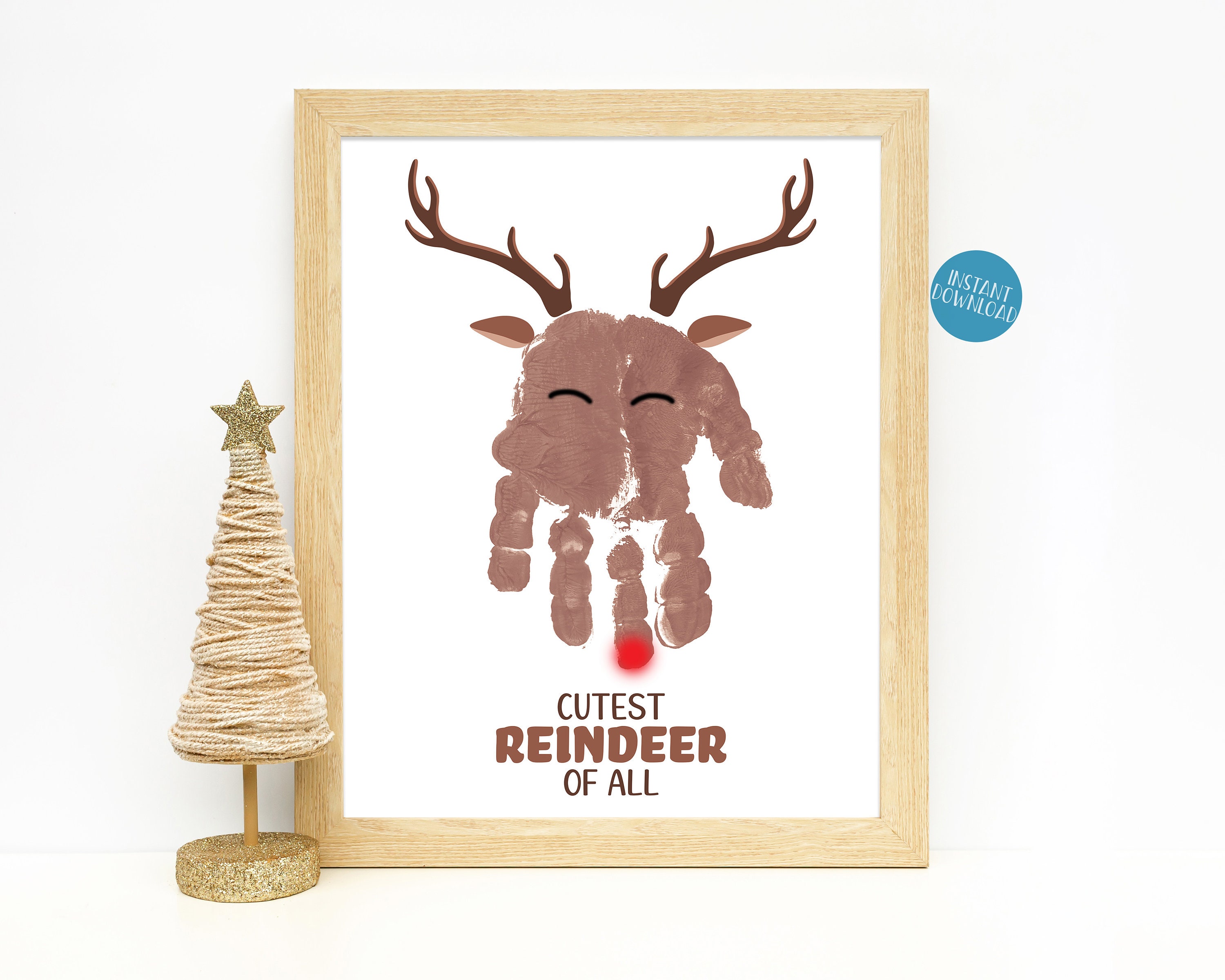 Cutest Reindeer of All Handprint Art, Christmas Xmas Handprint Craft ...